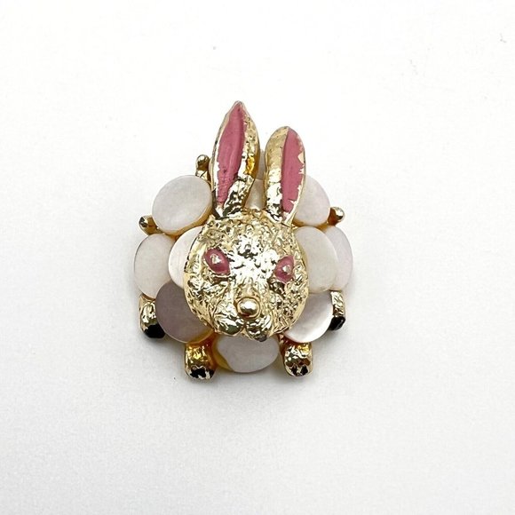 Unbranded | Jewelry | Vintage Rare Mother Of Pearl Gold Tone Rabbit ...